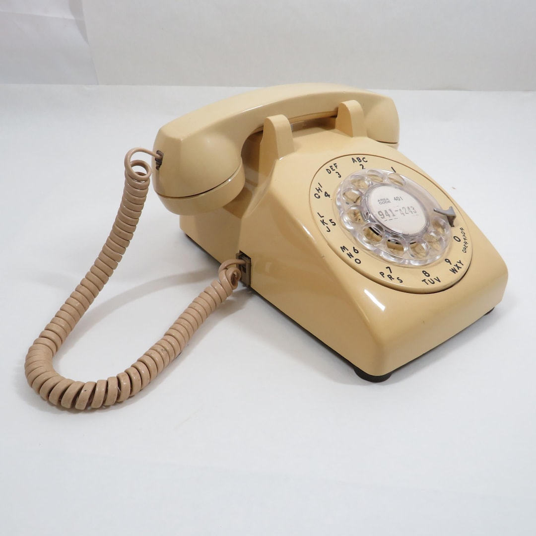 Rotary Telephone Beige Vintage Hardwired Granny Core Bell Western ...