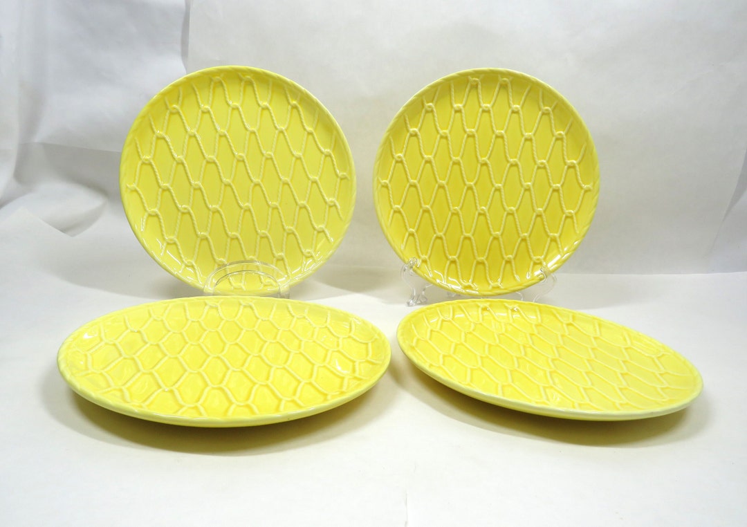 4 Yellow Salad Plates Vintage Mid Century Kitchen - Etsy