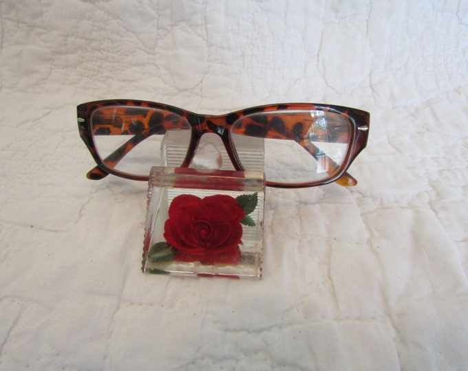 Vintage Acrylic Eyeglass Holder Rest With Rose - Etsy