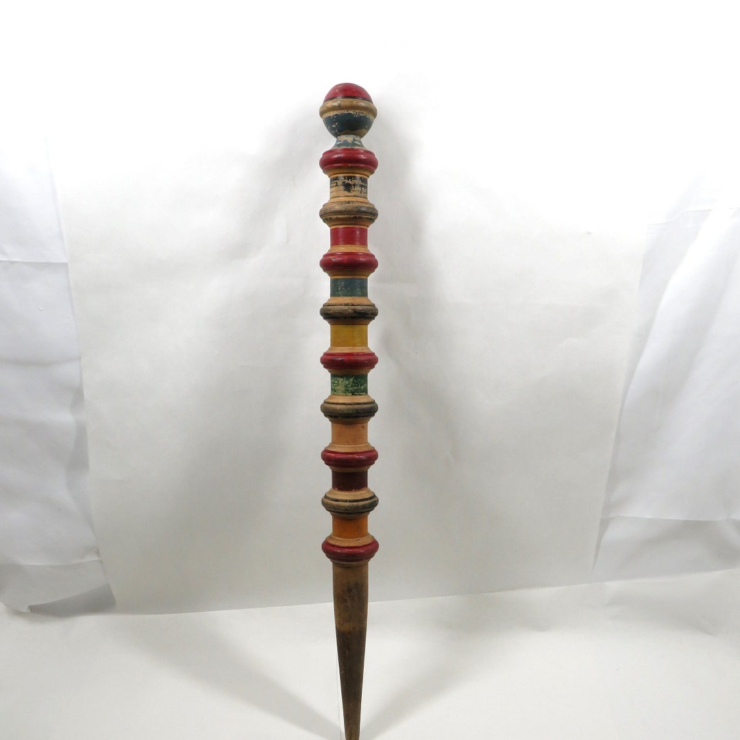 Wood Croquet Pole Ornate Design Multi Color Vintage Game Supply - Etsy