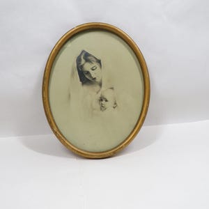 Oval Picture Mother and Child Vintage Cottage Core - Etsy