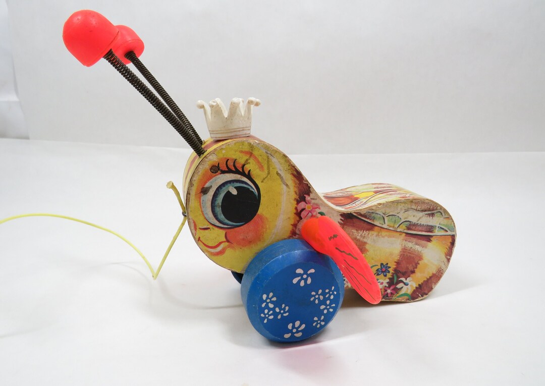Queen Buzzy Bee Fisher Price Vintage Pull Mid Century Toy - Etsy