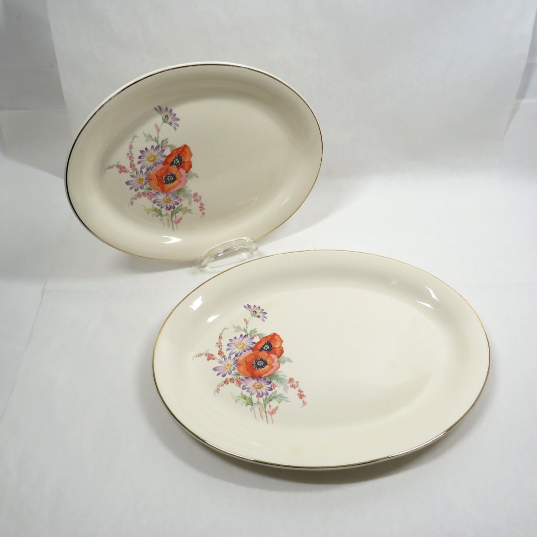 2 Platters Universal Cambridge Camwood Ivory Dishware Vintage ...