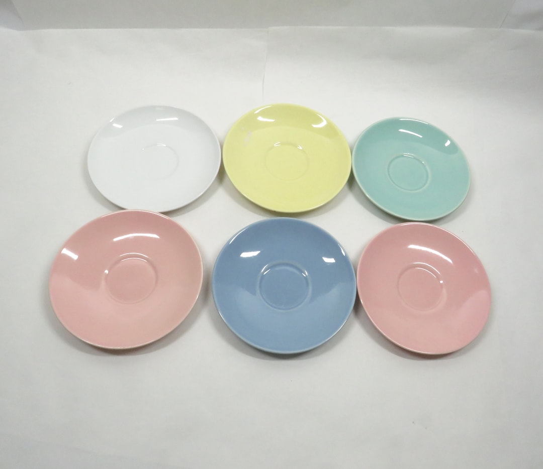 6 Pastel Plates Saucers Pastel Colors Vintage - Etsy