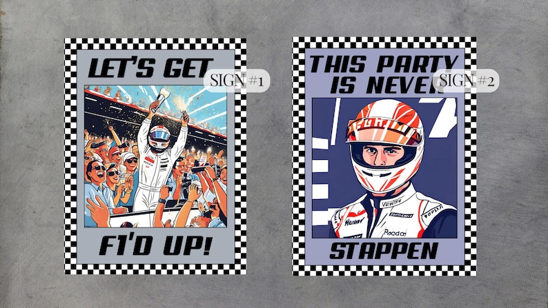 F1 Formula 1 Birthday Party Decor Signs | Pun-y Customizable and ...