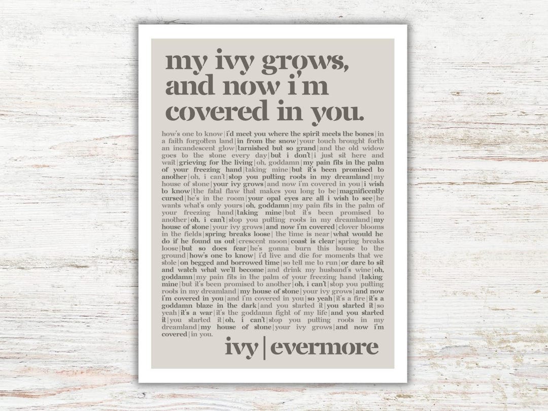 Taylor Swift Evermore Inspired Digital Art My Ivy Grows and Now I'm ...