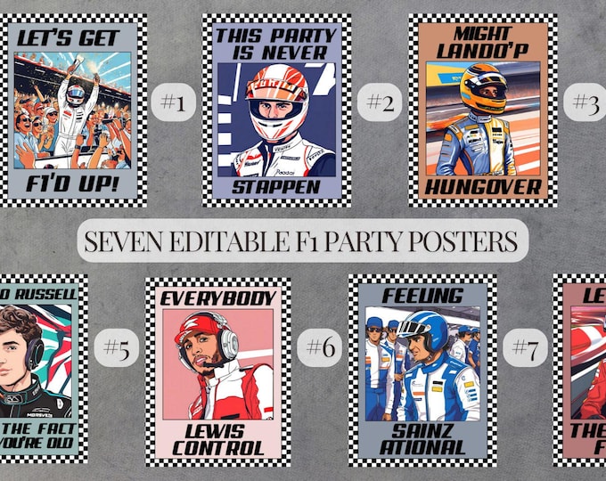 F1 Formula 1 Birthday Party Decor Signs | Pun-y Customizable and ...