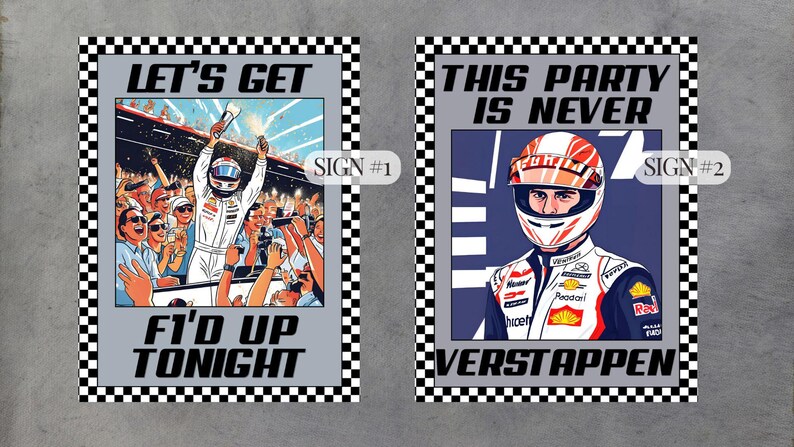 F1 Formula 1 Birthday Party Decor Signs Pun-y Customizable and ...