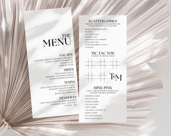 Wedding Menu Card Template for Guest Tables Editable Double-sided ...