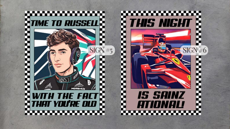 F1 Formula 1 Birthday Party Decor Signs Pun-y Customizable and ...