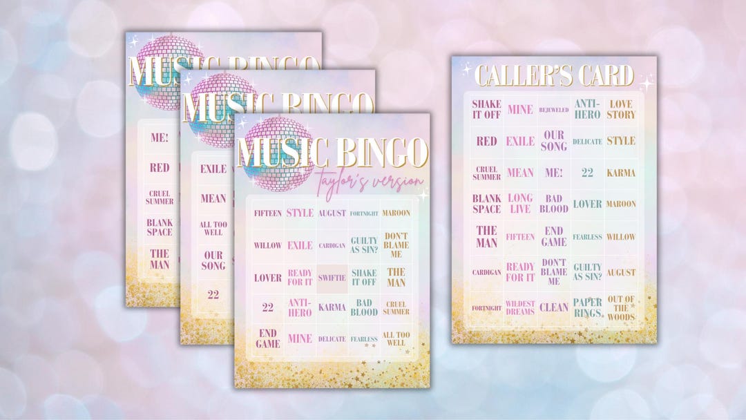 Taylor Swift Bingo Game Printable Party Game for Birthday Party or ...