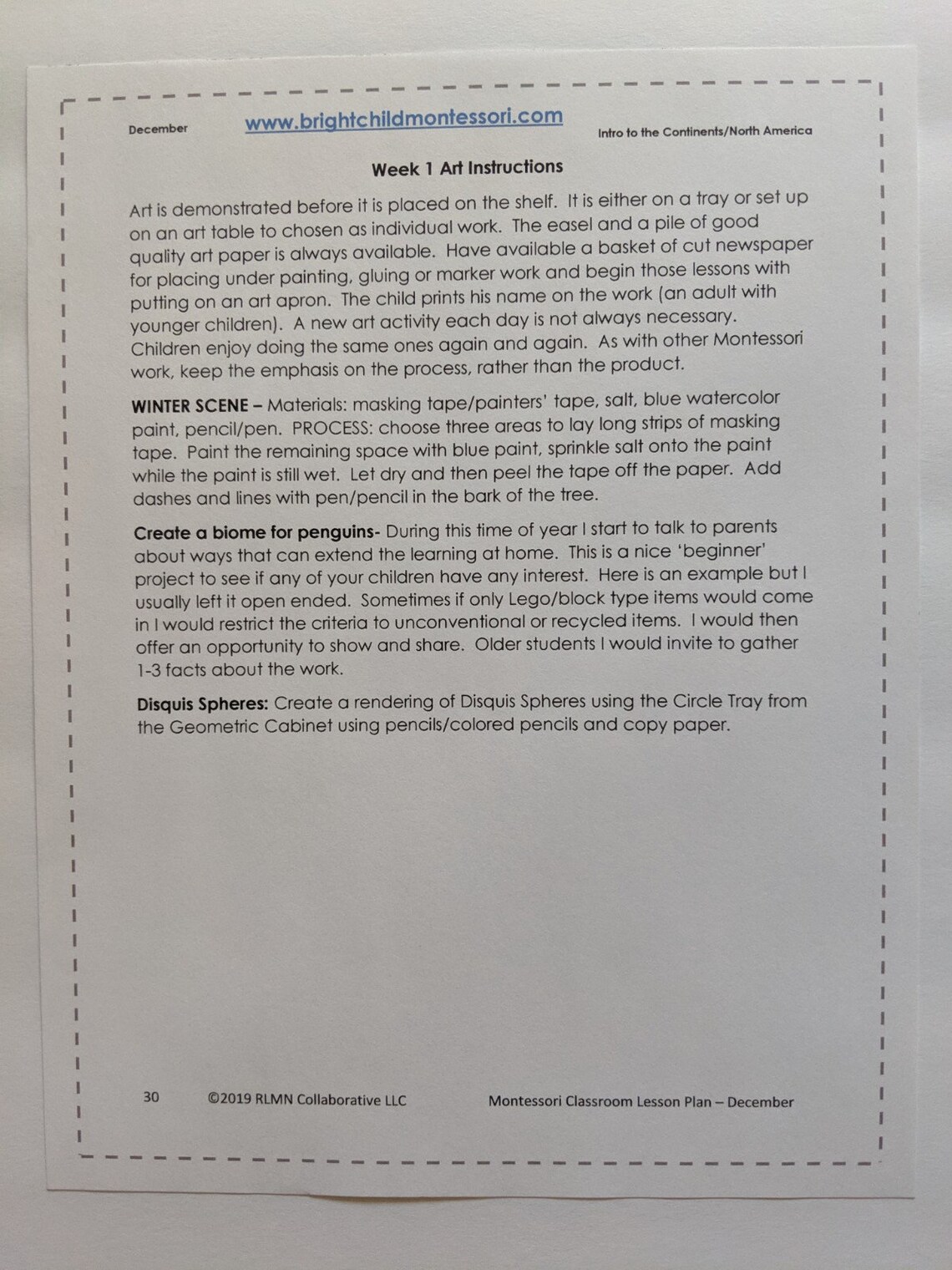 June July August Montessori DAILY Curriculum QUARTERLY Lesson Plan 12 ...