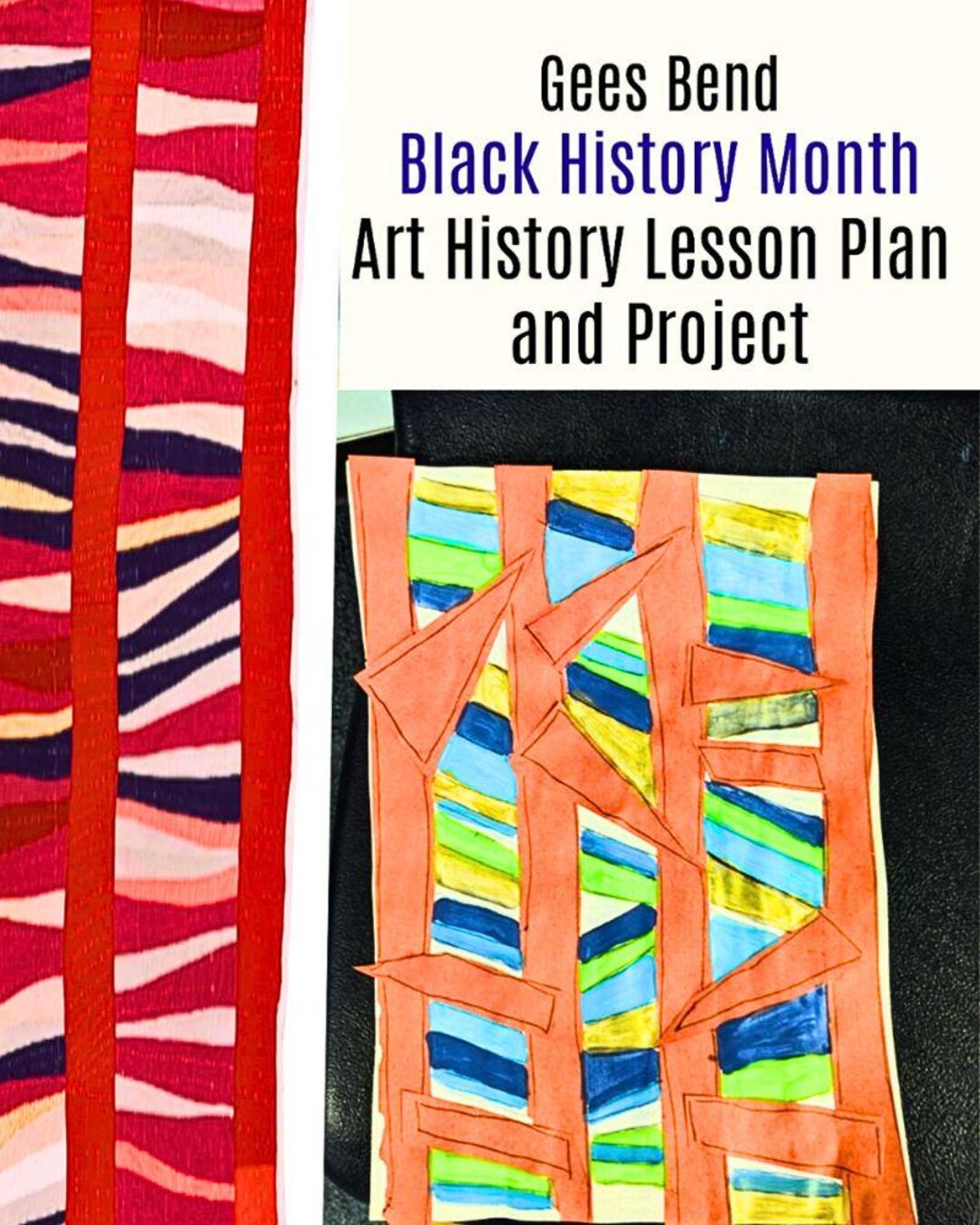 Black History Art Gees Bend Red Quilt Collage K-6 Painting Lesson ...