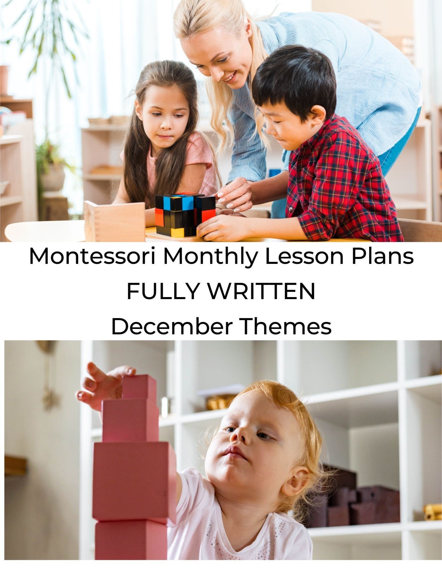 Montessori DAILY Curriculum December Monthly Lesson Plan 4 Weeks of ...