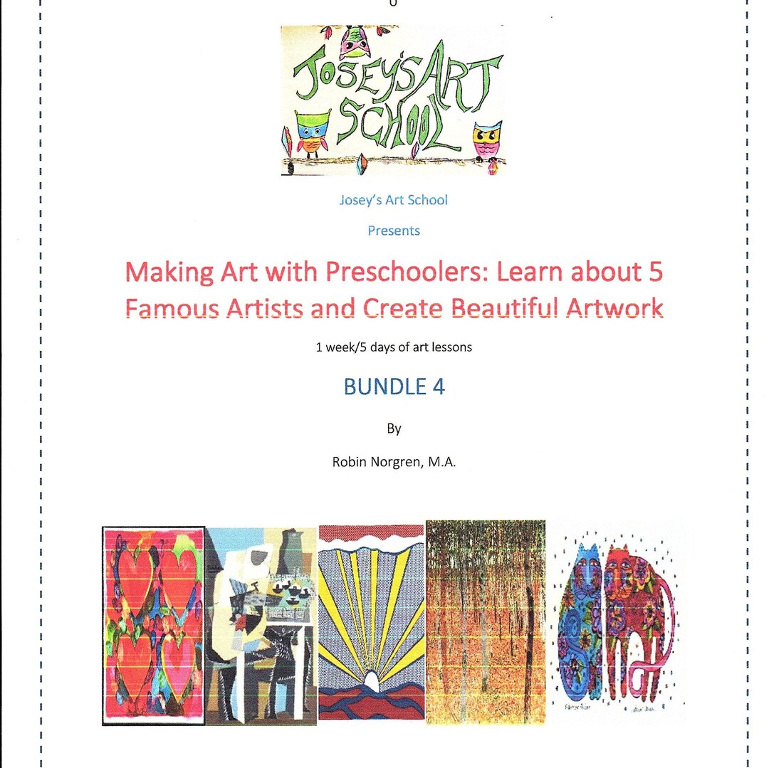 BUNDLE 5 Preschool Art Lessons Bundle 4 Famous Artists Art and - Etsy