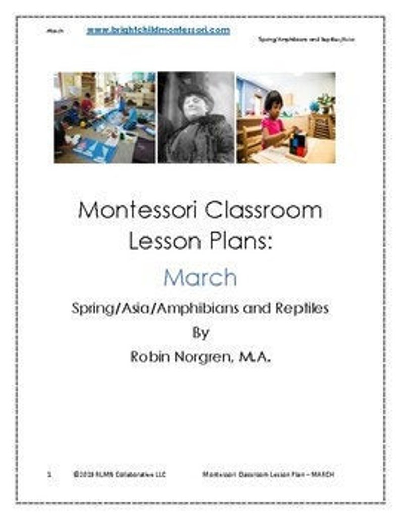 Montessori DAILY CURRICULUM March Monthly Lesson Plan 4 Weeks of Step ...
