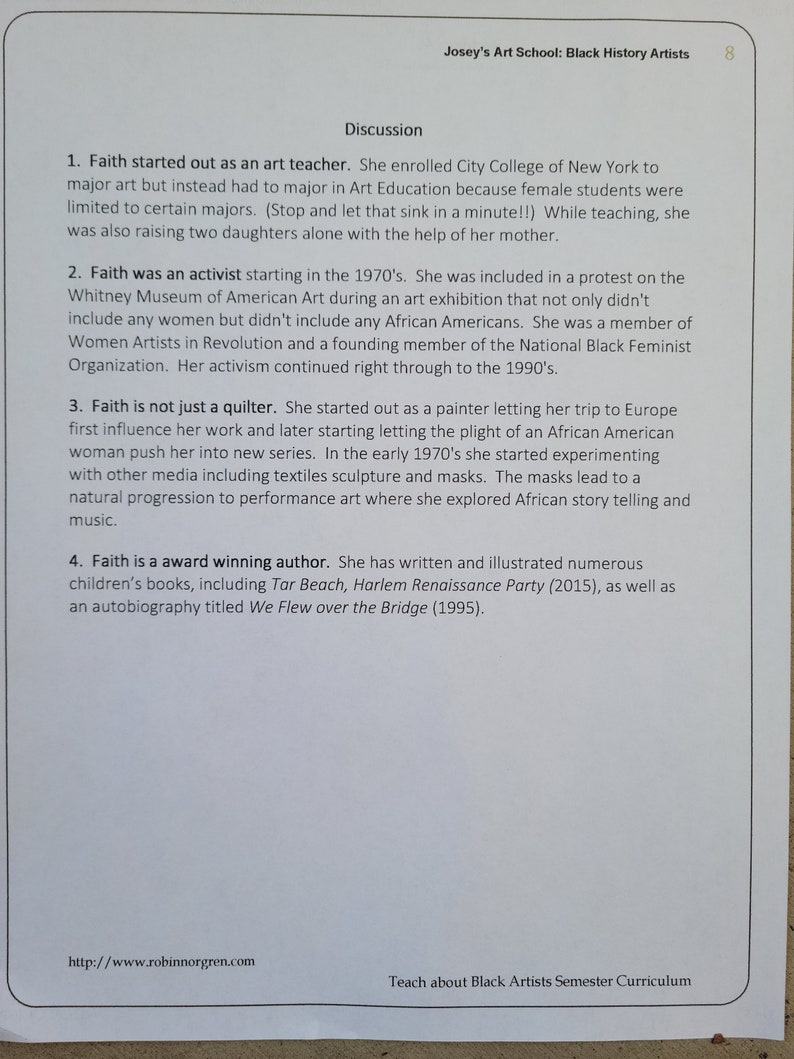 Black Artists Curriculum Black Artists Lesson 16 Lessons Black History ...