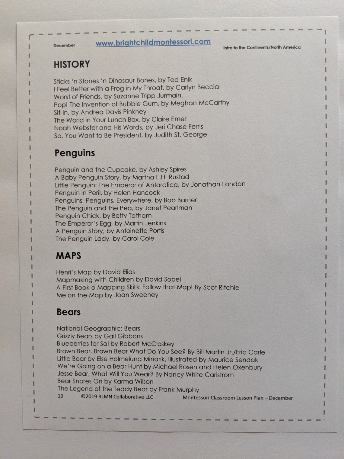 Montessori DAILY CURRICULUM June Monthly Lesson Plan 4 Weeks of Step by ...