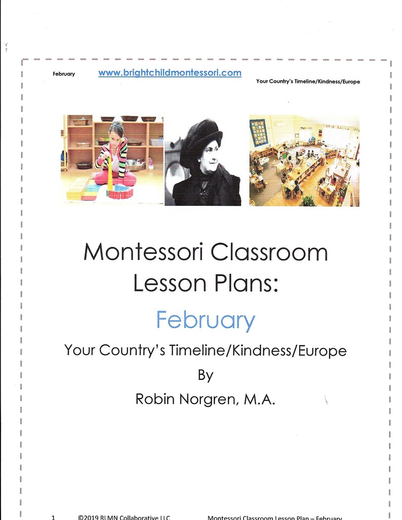 Montessori DAILY Curriculum FEBRUARY Monthly Lesson Plan 4 Weeks of ...