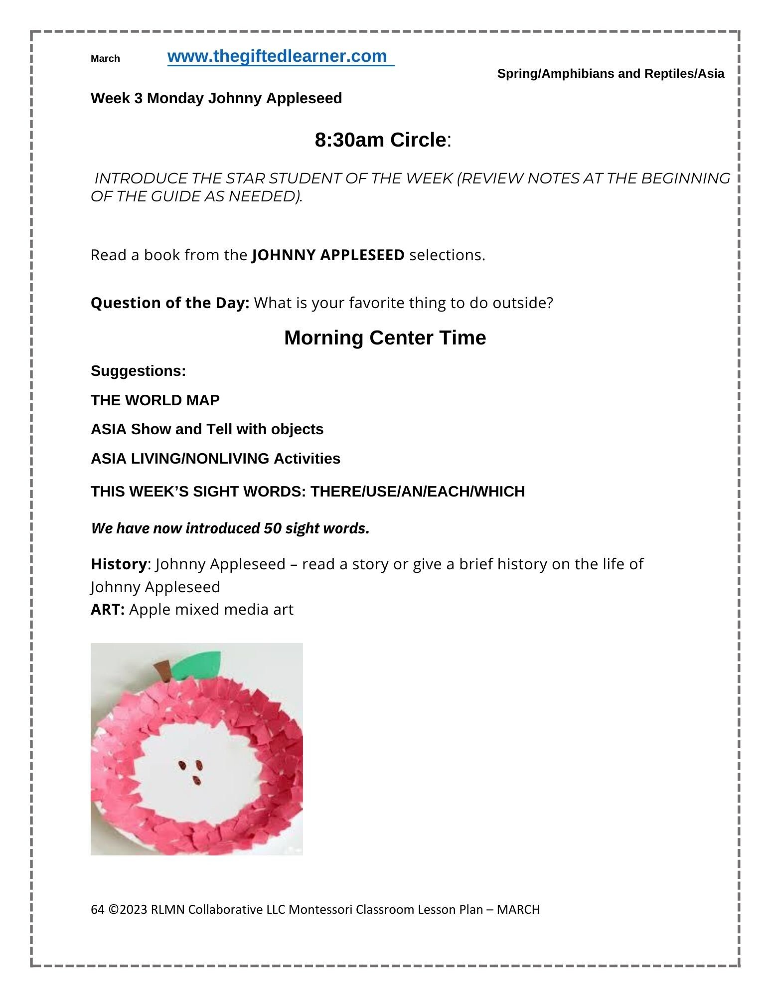 Preschool Lesson Plans Daily Curriculum STEAM Reggio Montessori March ...