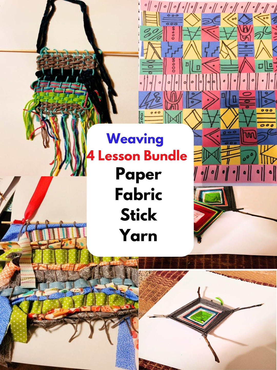 Beginner Weaving Lesson Bundle Paper Fabric Yarn Sticks Pre-k to 6th ...