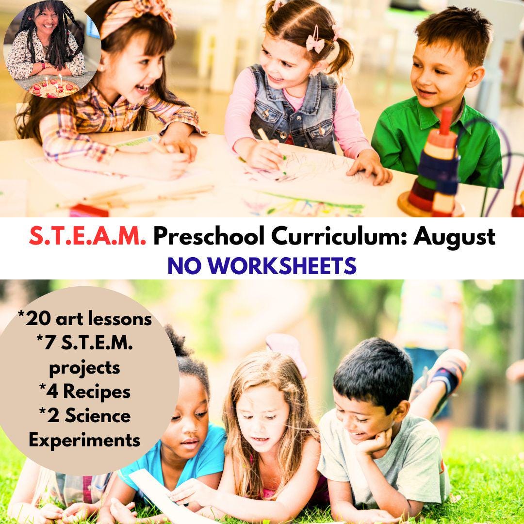 Preschool Lesson Plans Daily Curriculum STEAM Reggio Montessori AUGUST ...