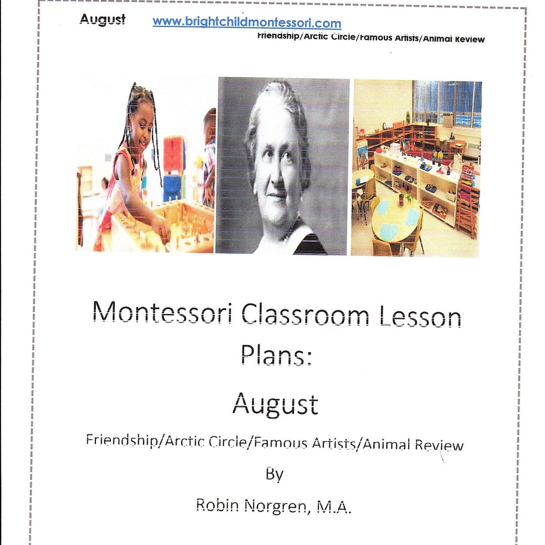 Montessori DAILY CURRICULUM August Monthly Lesson Plan 4 Weeks - Etsy