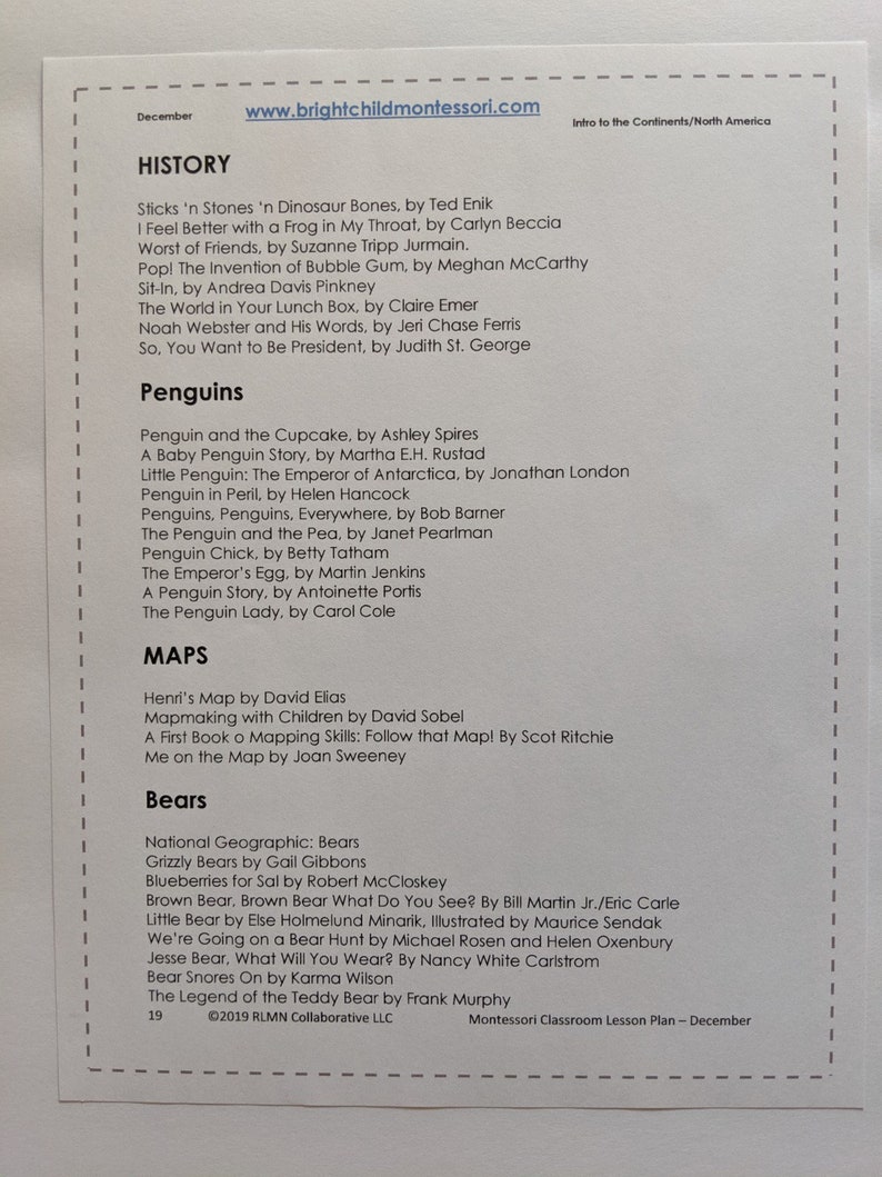 Montessori DAILY Curriculum FEBRUARY Monthly Lesson Plan 4 Weeks of ...