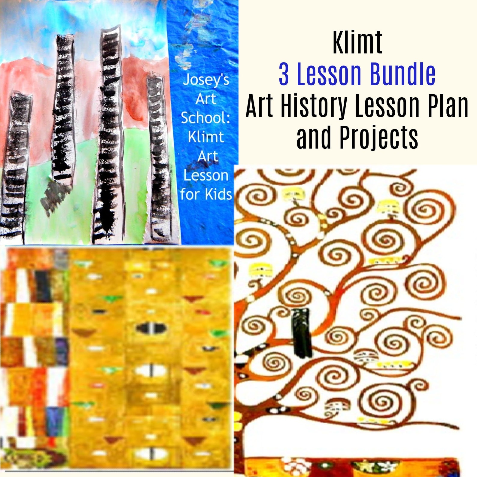 Gustav Klimt Art 3 Lesson Bundle Birch Trees Tree of Life K-6th Common ...