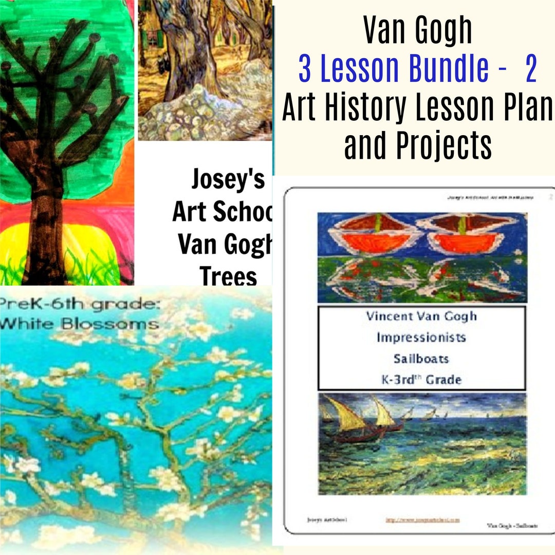 Van Gogh Art 3 Lesson Bundle Trees Almond Blossoms Sailboats K-4th ...