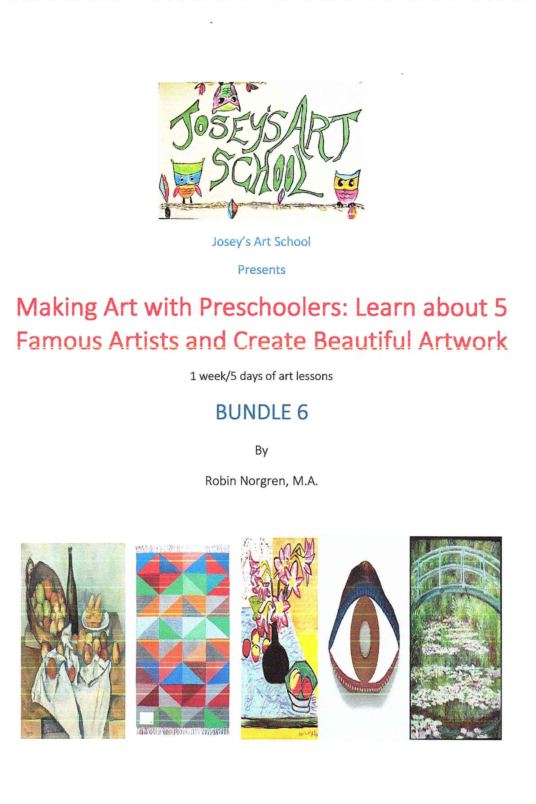 BUNDLE 5 Preschool Art Lessons Bundle 6 Famous Artists Art and Learning ...