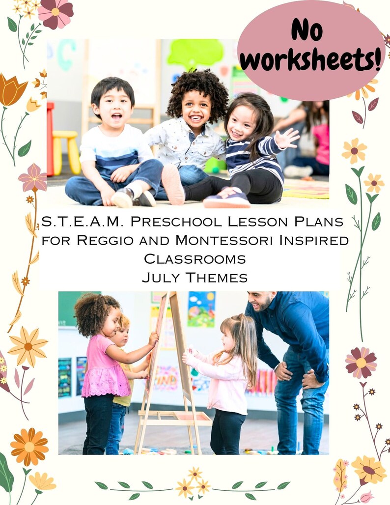 Preschool Lesson Plans Daily Curriculum STEAM Reggio Montessori JULY ...