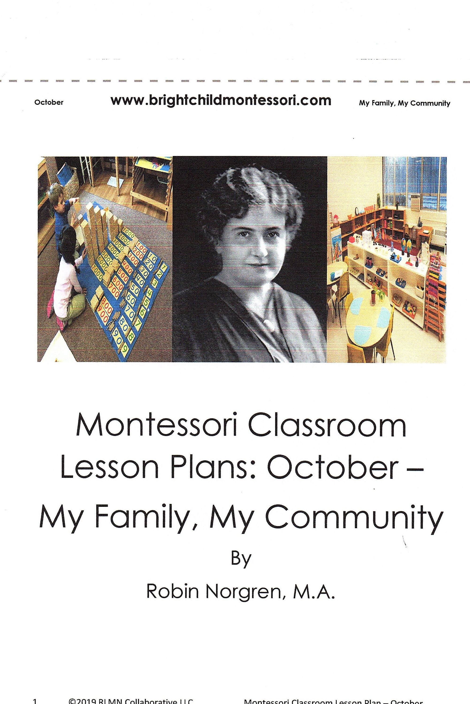 Montessori DAILY CURRICULUM October Monthly Lesson Plan 4 Weeks of Step ...
