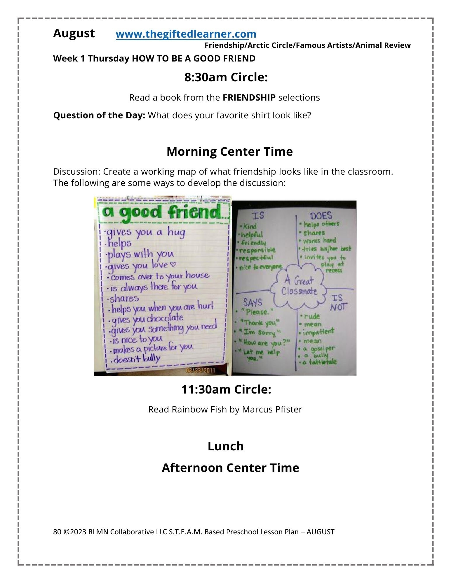 Preschool Lesson Plans Daily Curriculum STEAM Reggio Montessori AUGUST ...