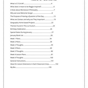 Preschool Lesson Plans Daily Curriculum STEAM Reggio Montessori January ...