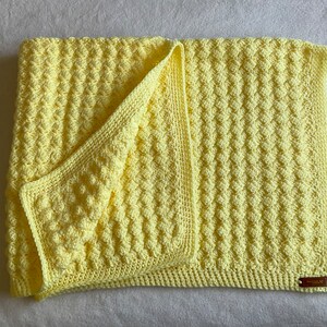 Handmade Crochet Yellow Bubble Stitch Baby Blanket 36” X 38” - Etsy