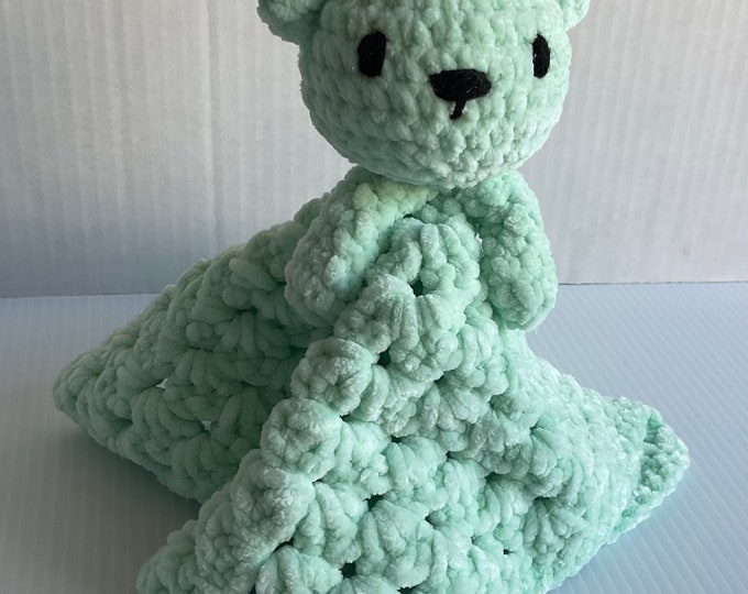 Handmade Crochet Mint Teddy Bear Lovey Security Blanket Very Soft - Etsy