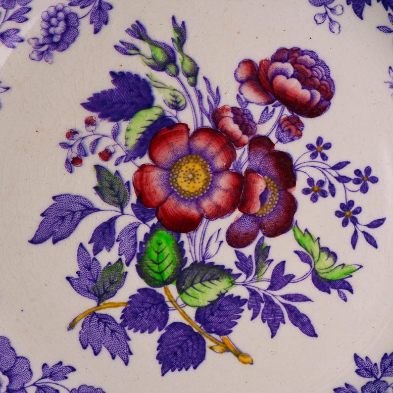 Antique Copeland Spode “mayflower” – Purple Floral Transferware Plate ...