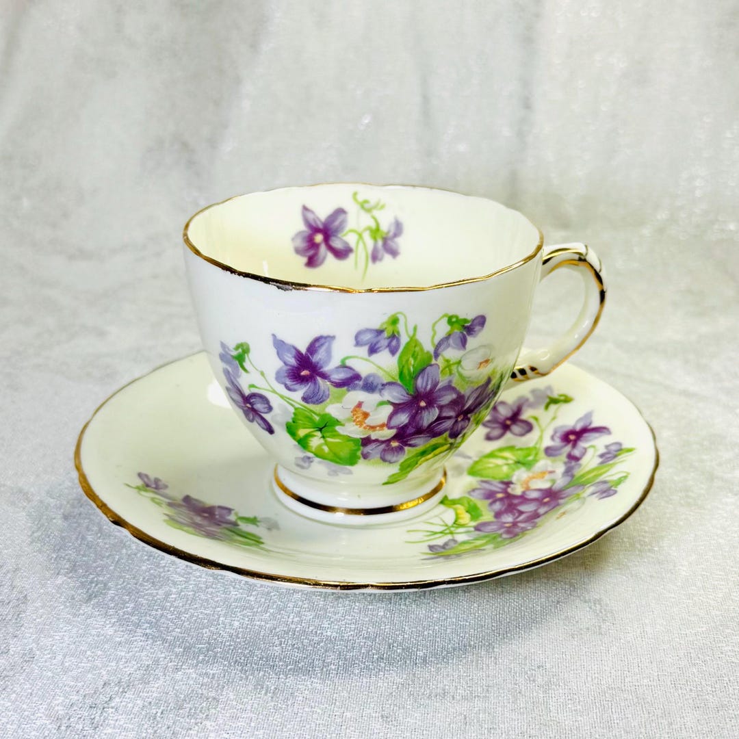 Vintage H&M Sutherland Bone China Tea Cup and Saucer Set – Purple ...