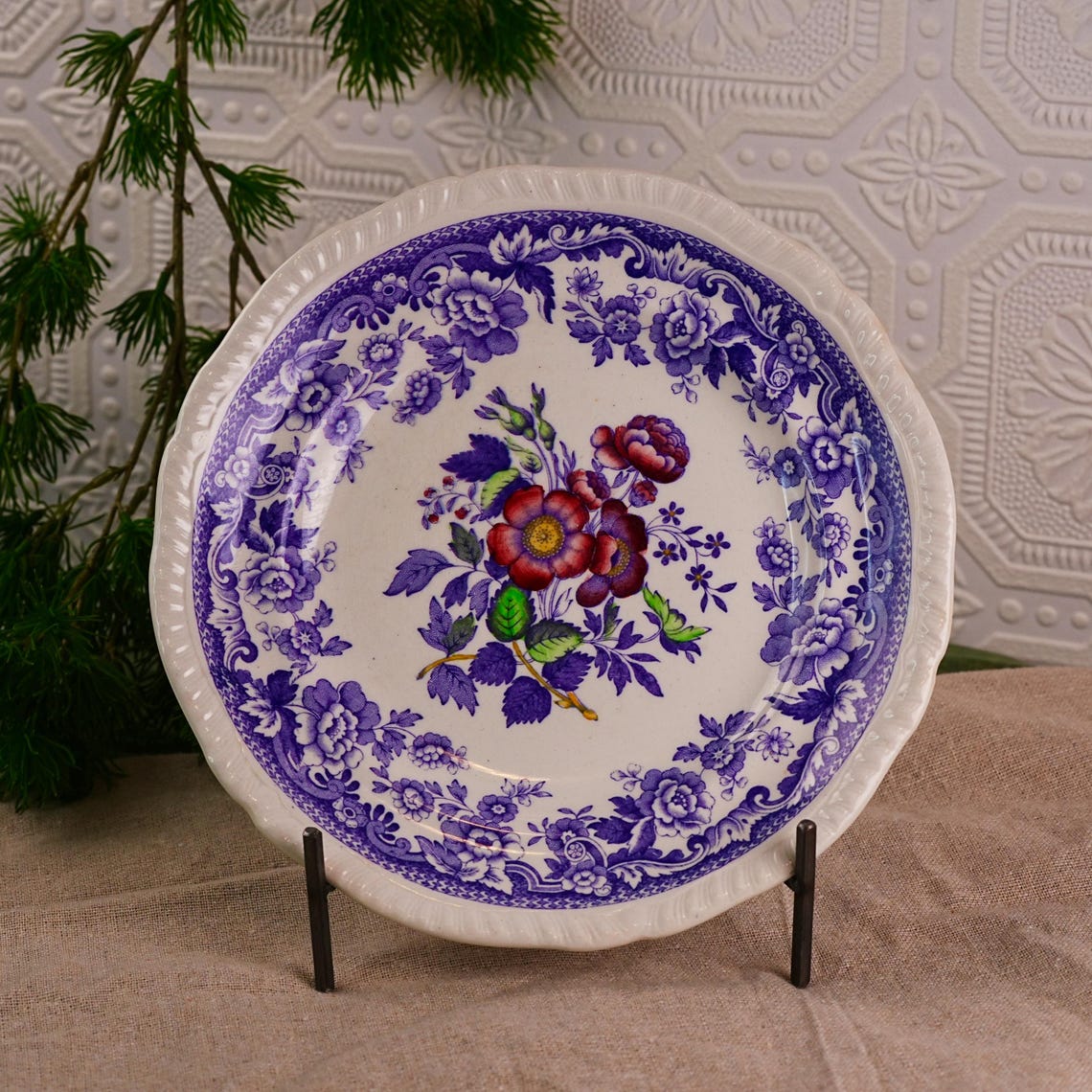 Antique Copeland Spode “mayflower” – Purple Floral Transferware Plate ...