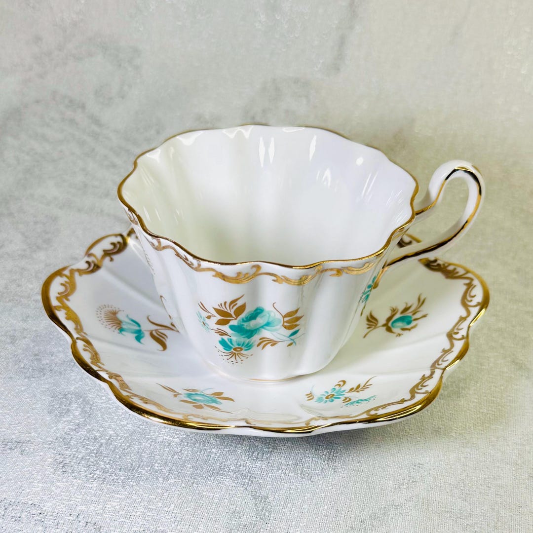 Vintage Royal Tara Bone China Tea Cup and Saucer - Scalloped Blue ...
