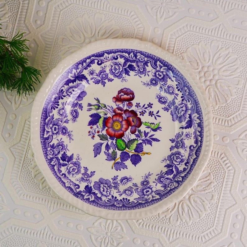 Antique Copeland Spode “mayflower” – Purple Floral Transferware Plate ...