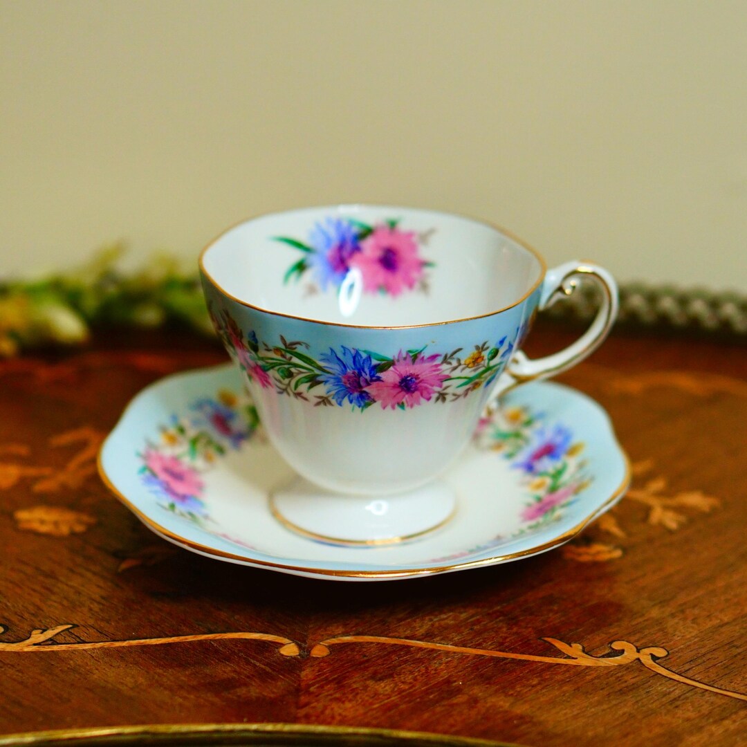 Foley E.B Bone China “cornflower” Light Blue Teacup and Saucer - 1940s ...