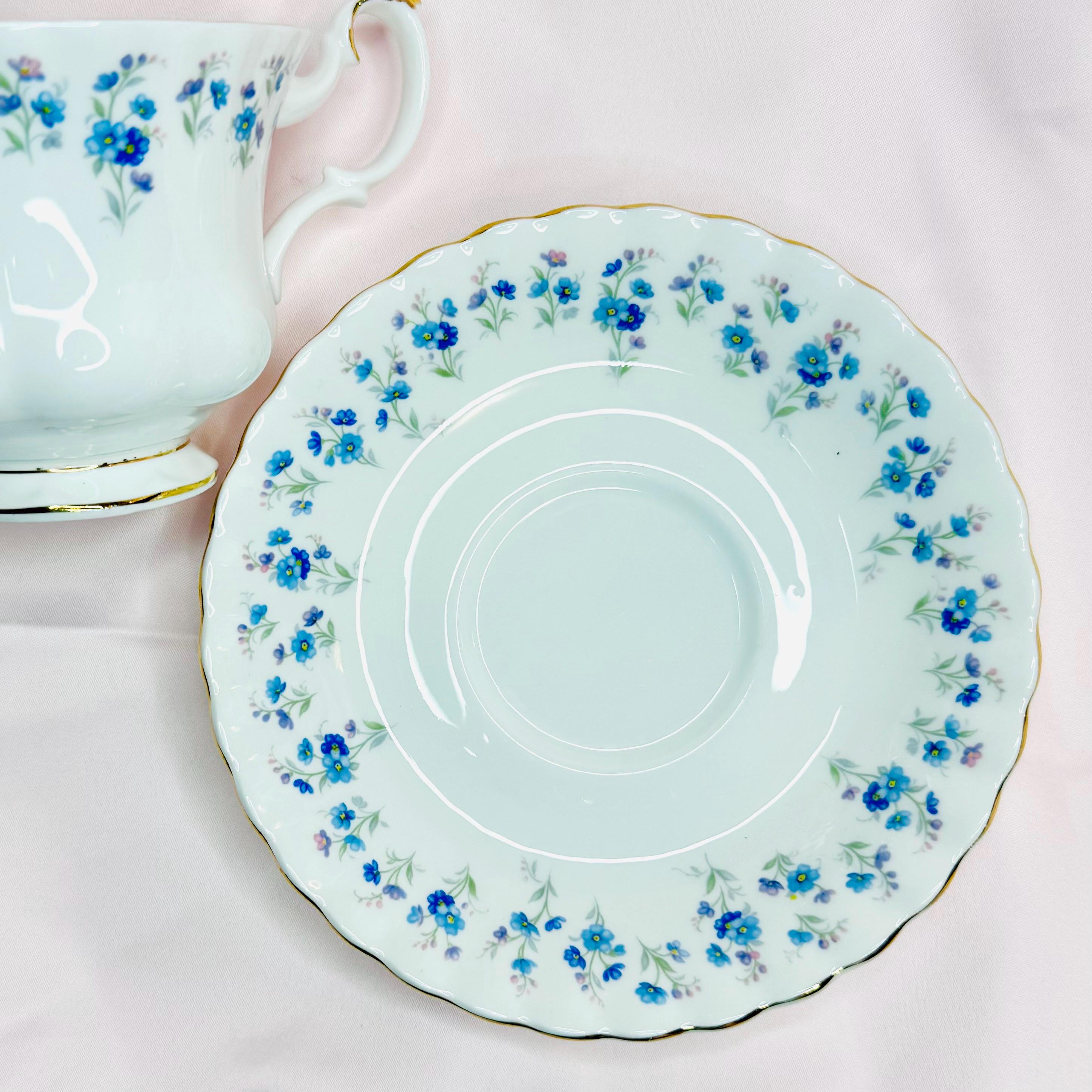 Vintage Royal Albert memory Lane Bone China Teacup and Saucer Set Blue ...
