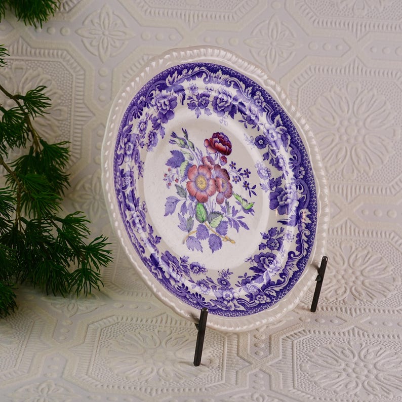 Antique Copeland Spode “mayflower” – Purple Floral Transferware Plate ...