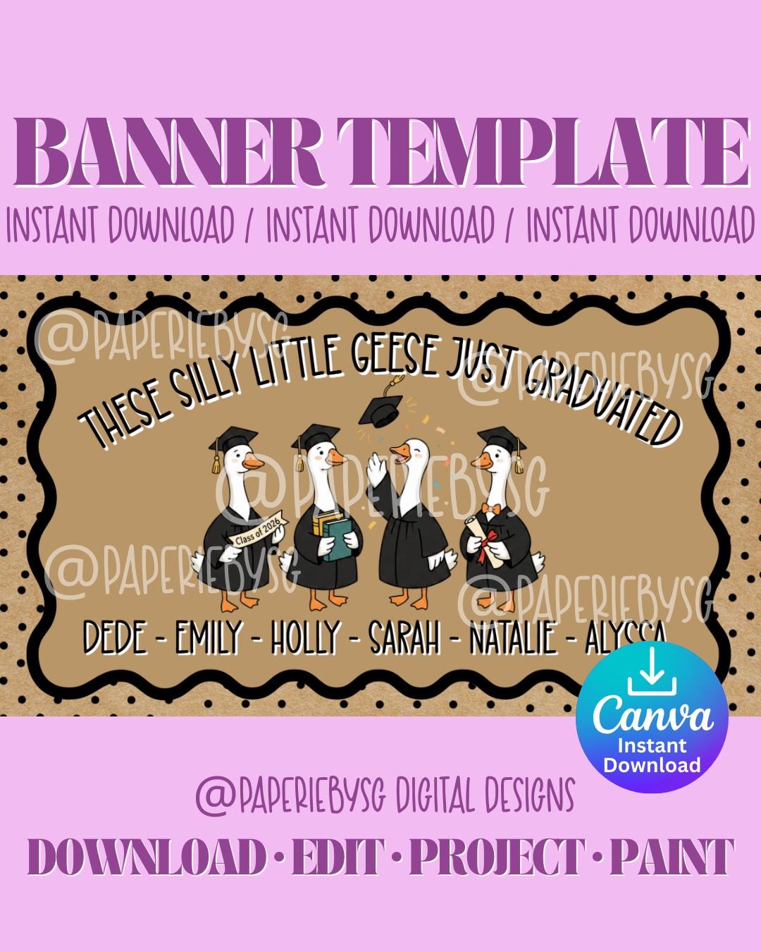 Kraft Banner Template - Silly Goose Graduation Group - Geese - Senior ...