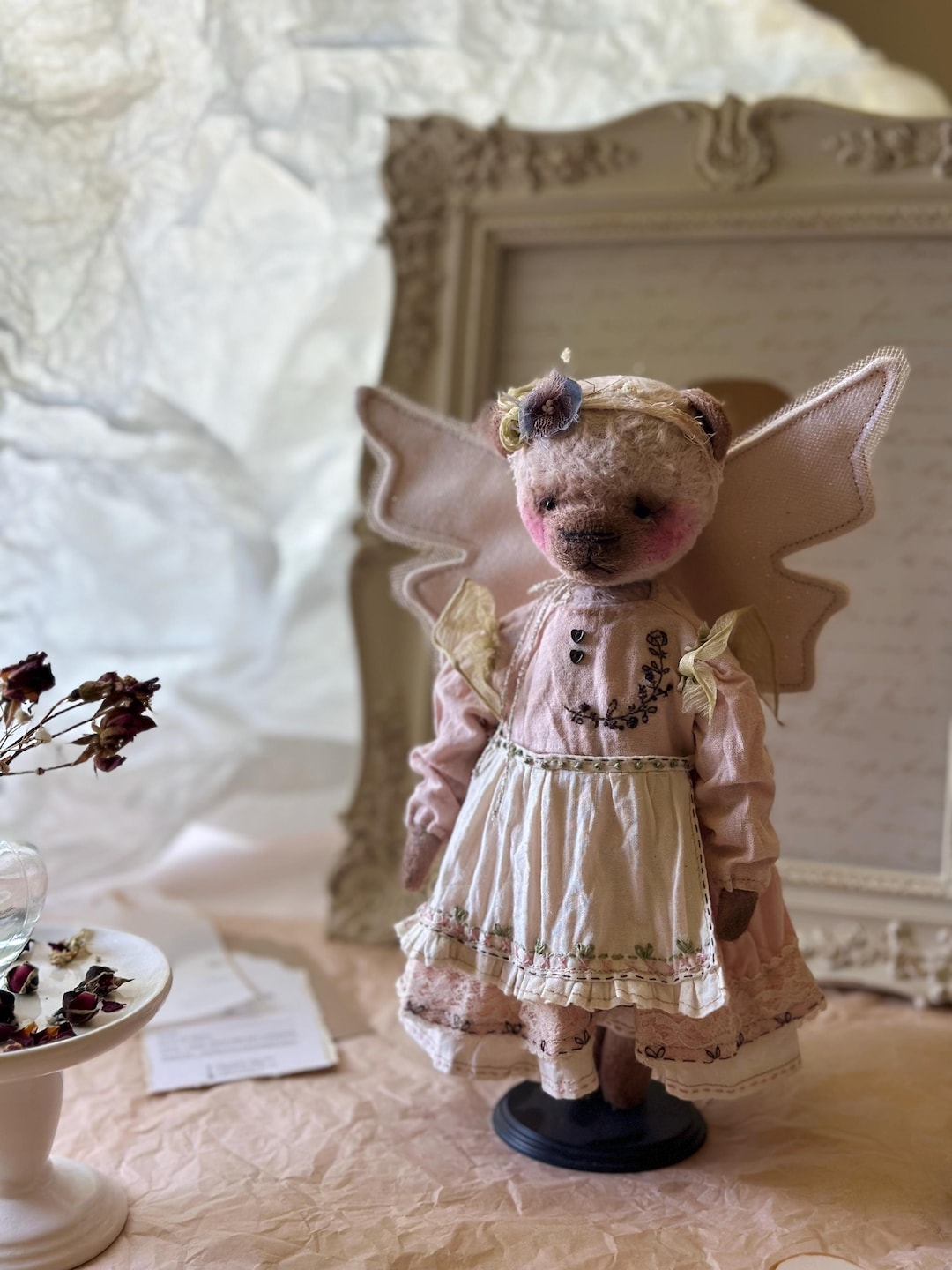 Handmade Viscose Teddy Bear: Collectible Flower Bear With Butterfly - Etsy