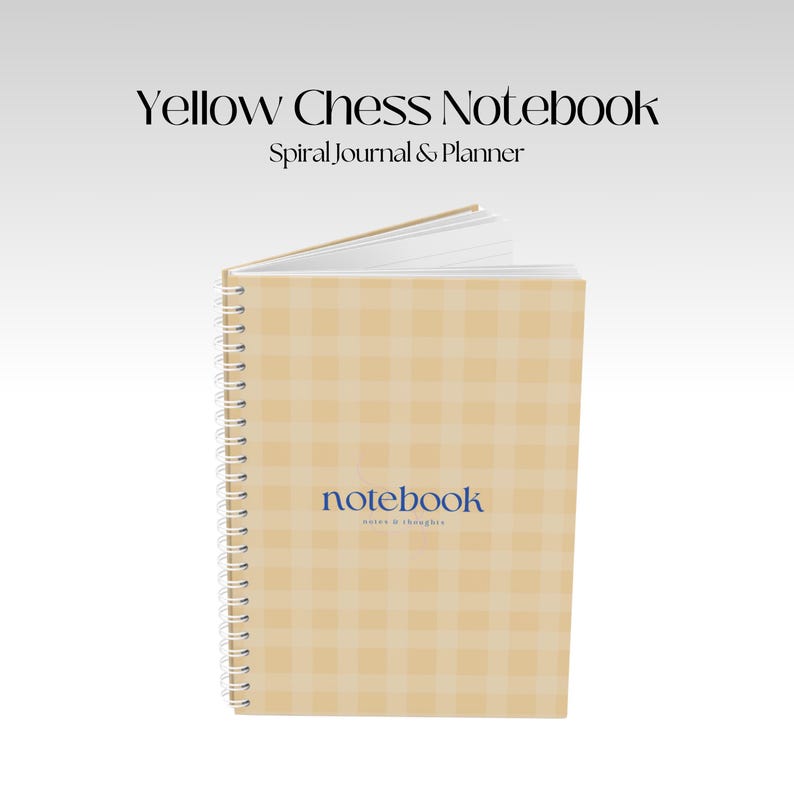 Yellow Chess Notebook Spiral Journal & Planner Perfect Gift for Her ...