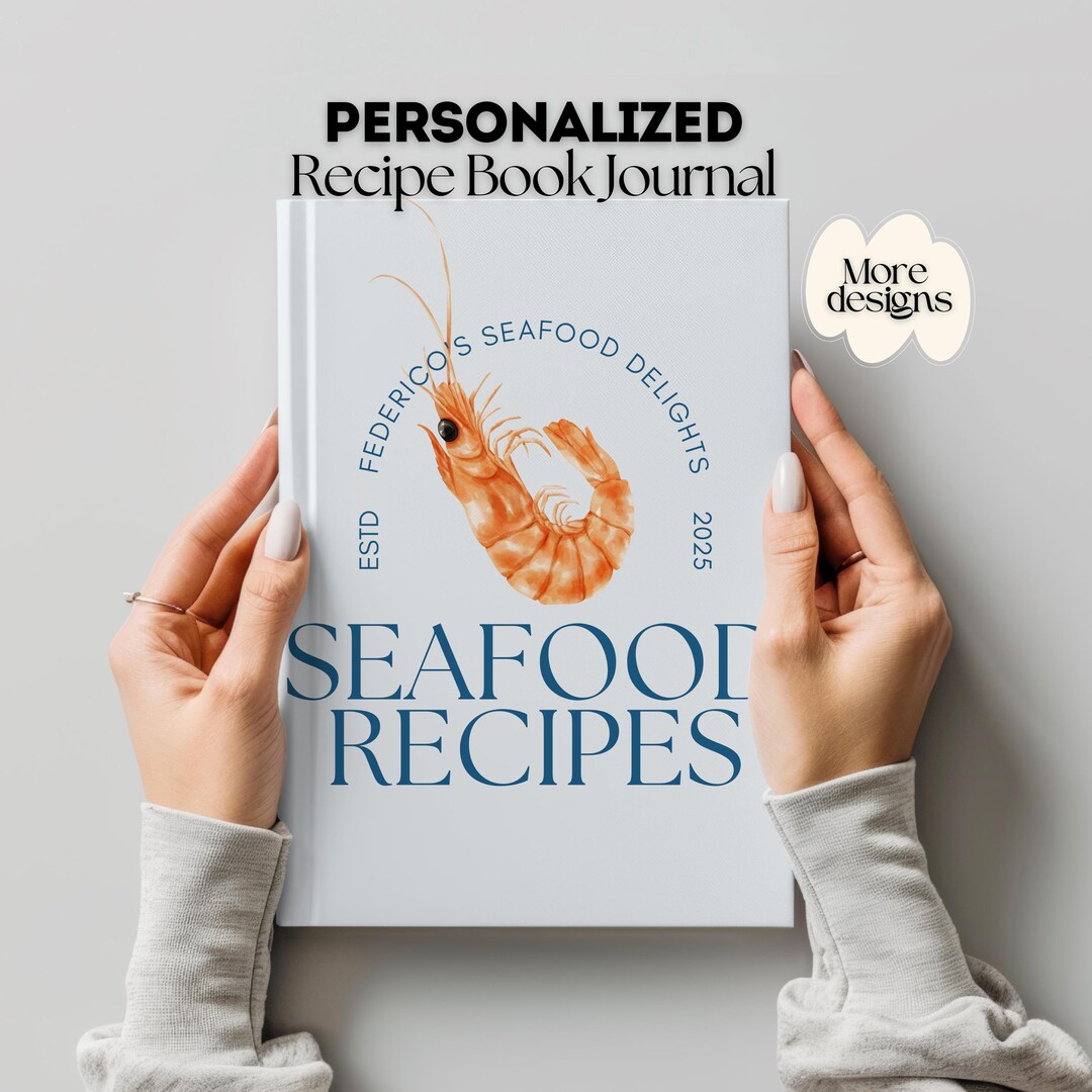 Personalized Seafood Recipe Book Journal | Minimalist Hardcover Journal ...