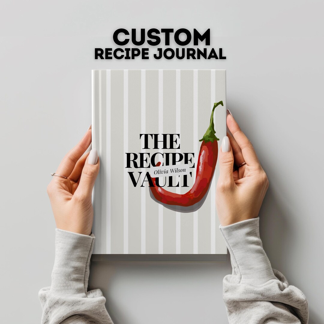 Personalized Recipe Journal | Custom Name Cookbook With 3 Color Options ...